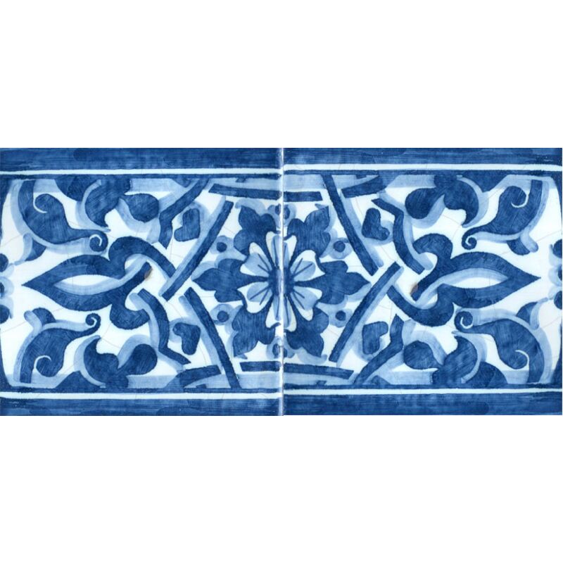 Antique Blue Rosette 6x6 Terracotta Border Tile | Unique Tile & S