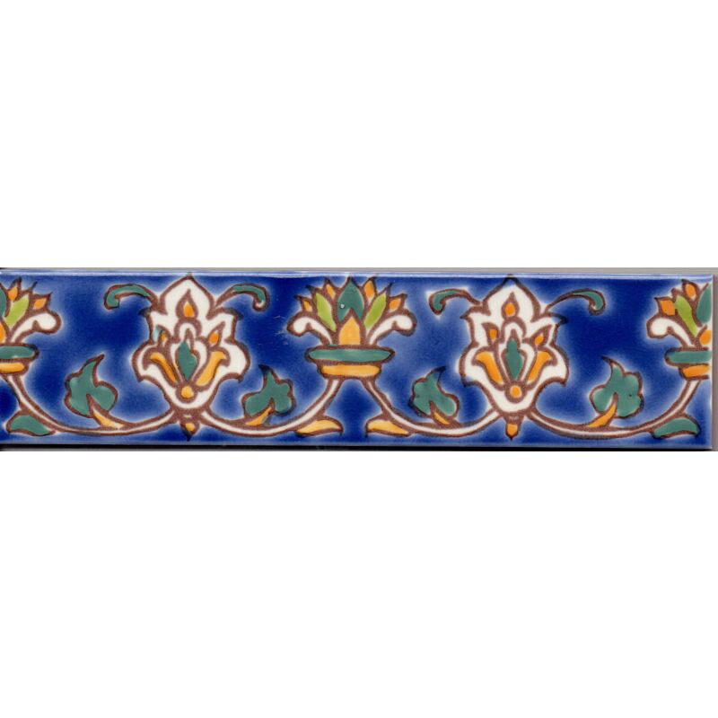 Sejnene Border Handpainted Ceramic Tile 2x8 | Unique Tile & Stone