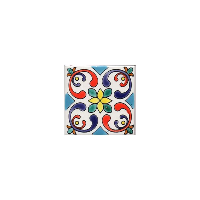 Tunisian Artisanale Blue Bloom Handpainted Tile 4x4 | Unique Tile