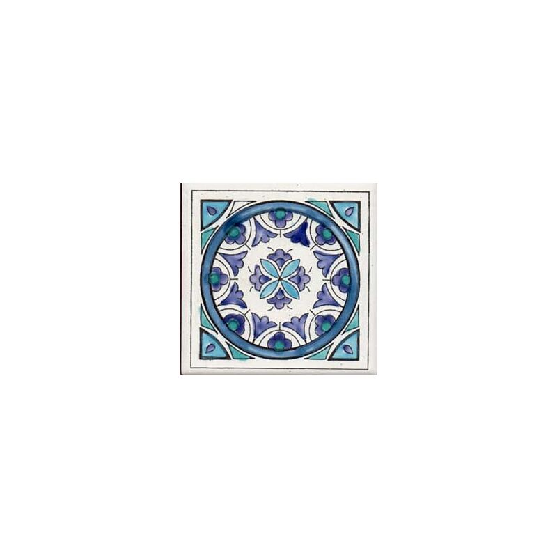 Tunisian Artisanale Blue Tulips Handpainted Tile 4x4 | Unique Til