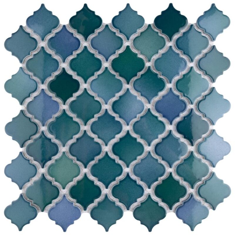 Moroccan Zellige Porcelain Mosaic Glossy Blue Mix | Unique Tile