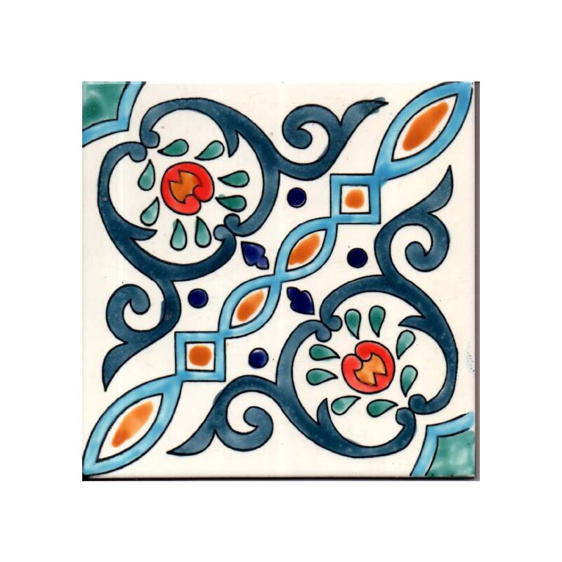Tunisian Artisanale Blue Majolica Handpainted Tile 8x8 | Unique T