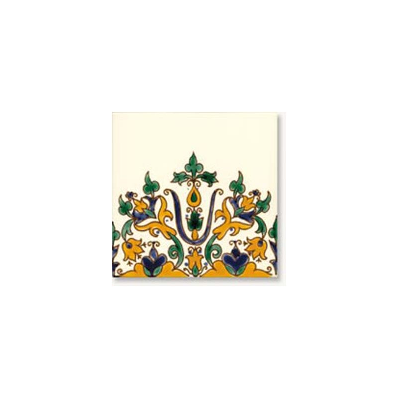 Samarra Yellow Border 2 Handpainted Ceramic Tile | Unique Tile