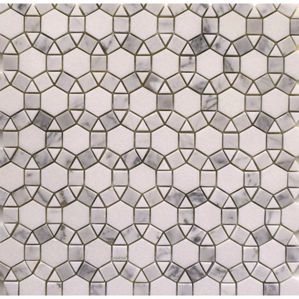 Carrara Sunflower Mosaic with Thassos Polished | Unique Tile & St