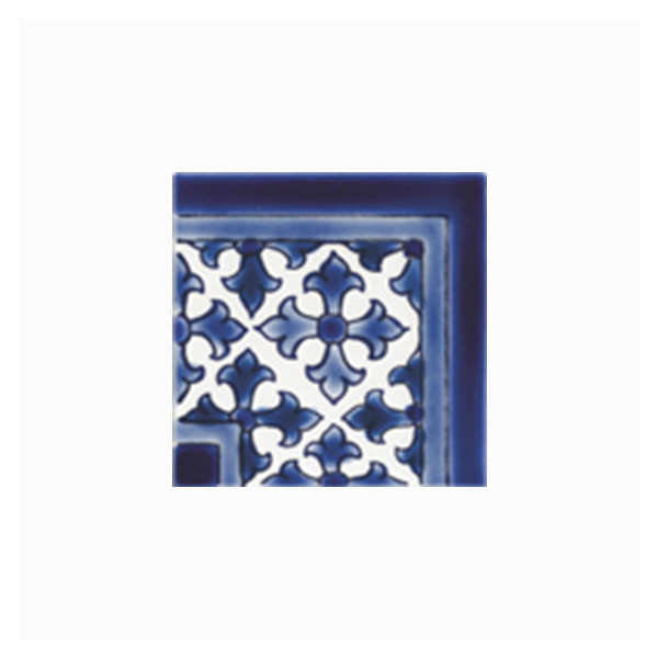 Maya Blue Handpainted Corner 4x4 | Unique Tile & Stone | Shipping