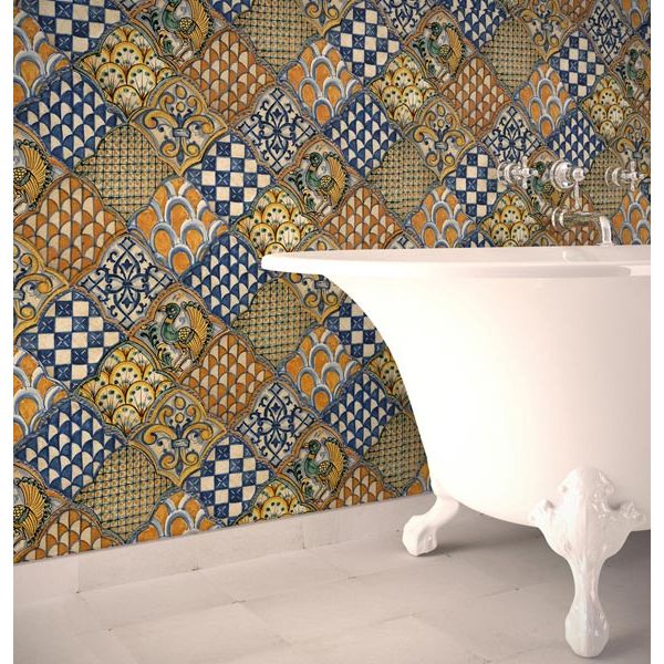 Majolica Fan Pattern Ceramic Tiles | Unique Tile & Stone | Shippi