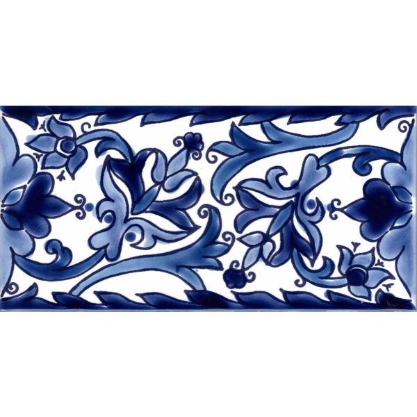 Samarra Blue Border Handpainted Ceramic Tile | Unique Tile & Ston
