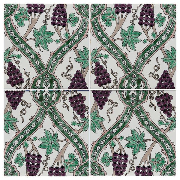 DAMAS VERT Iznik Ceramic Tile 8x8 | Unique Tile & Stone | Shippin