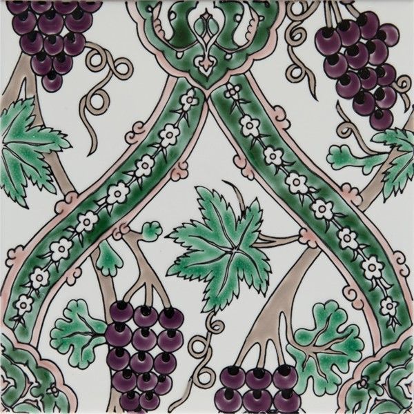 DAMAS VERT Iznik Ceramic Tile 8x8 | Unique Tile & Stone | Shippin